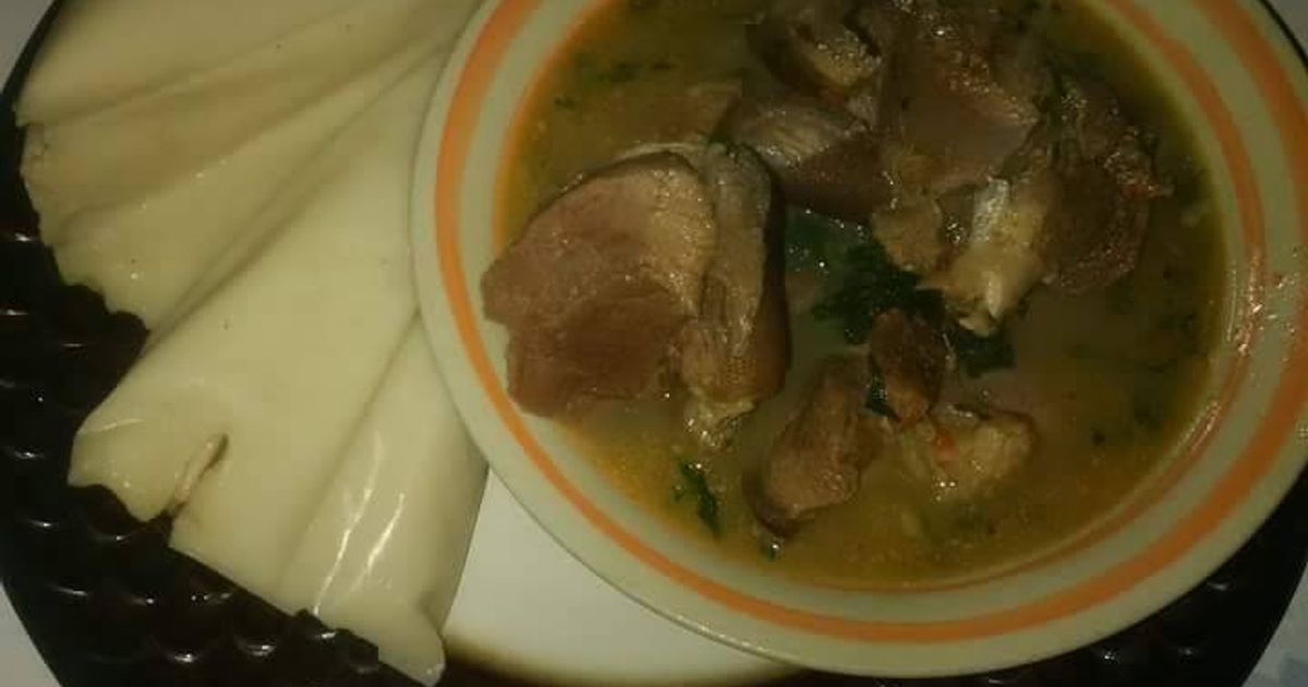 Agidi With Goatmeat Peppersoup Recipe by Lola - Cookpad