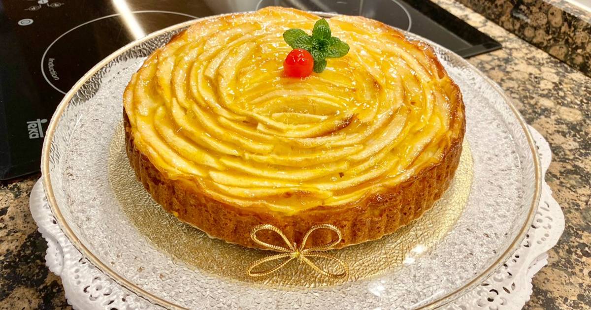 Pastel con almendras y manzanas “sin amasar” (Cake with almonds and ...