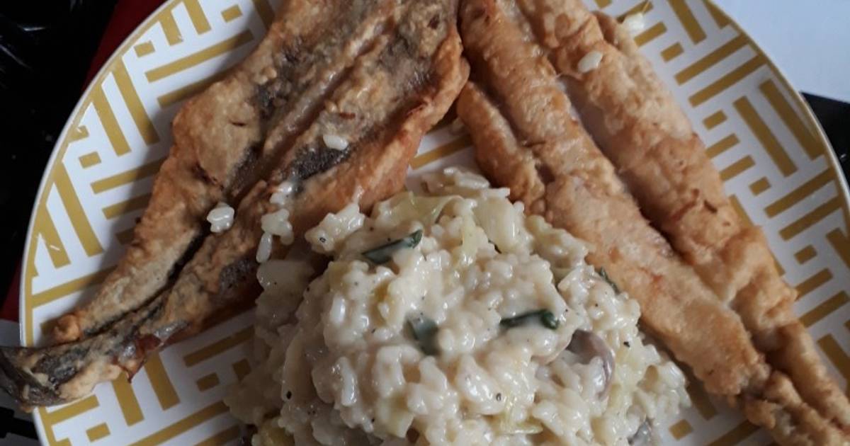 Risotto de champiñones con pescado frito Receta de Yaniree Riquelme ...
