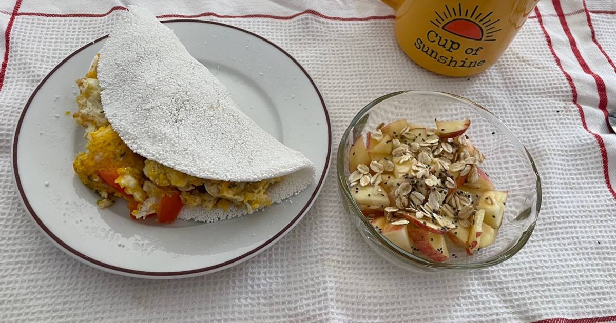 Cafe da manha de tapioca com frutas Receita por Kathleen Silva - Cookpad