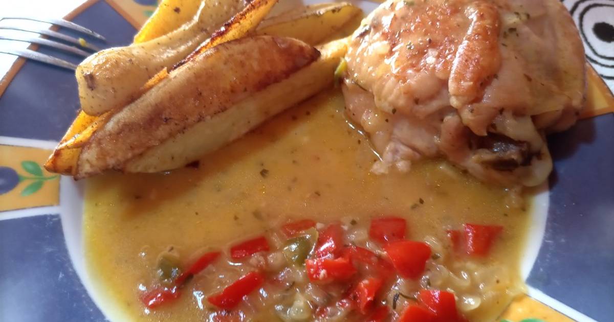 Pollo a la provenzal con papa a la mostaza - 31 recetas caseras- Cookpad