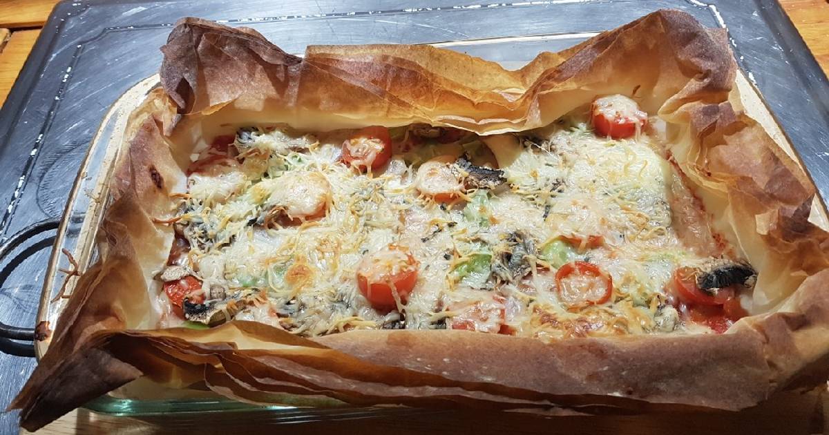 'Pizza' vegetariana con masa filo Receta de Inés Ramírez- Cookpad