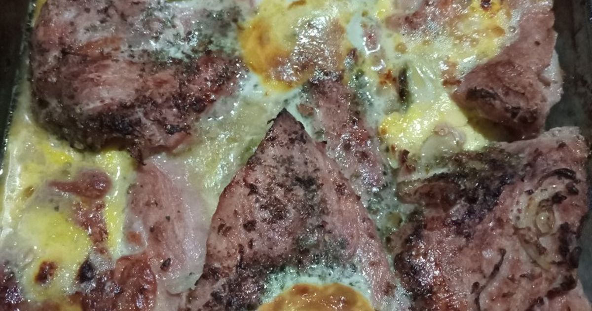 Churrasco De Cerdo Al Horno Con Puré Receta de Any