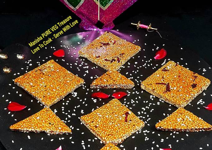 Kite Shape Til Chikki - Sesame Seeds Kite Shape Chikki Recipe by ...
