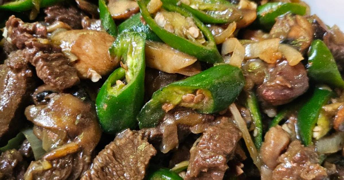 Resep Sapi Jamur Cabai Hijau oleh silvia desi - Cookpad