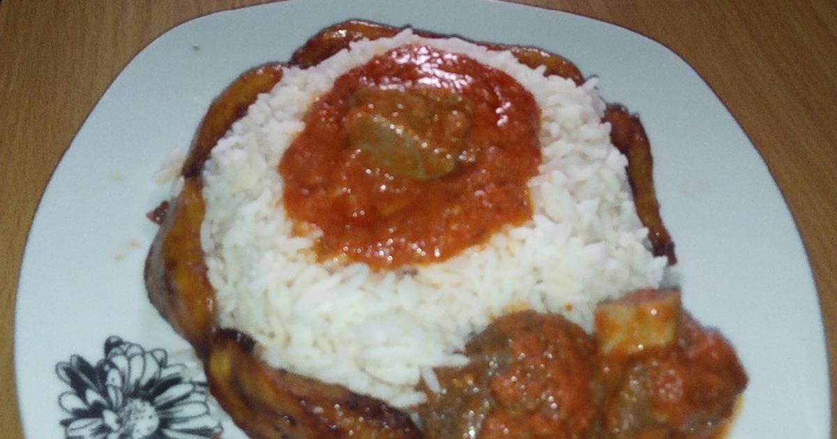White rice,Goat meat stew and Dodo Recipe by Efosa (Mejs Catering) Abj ...