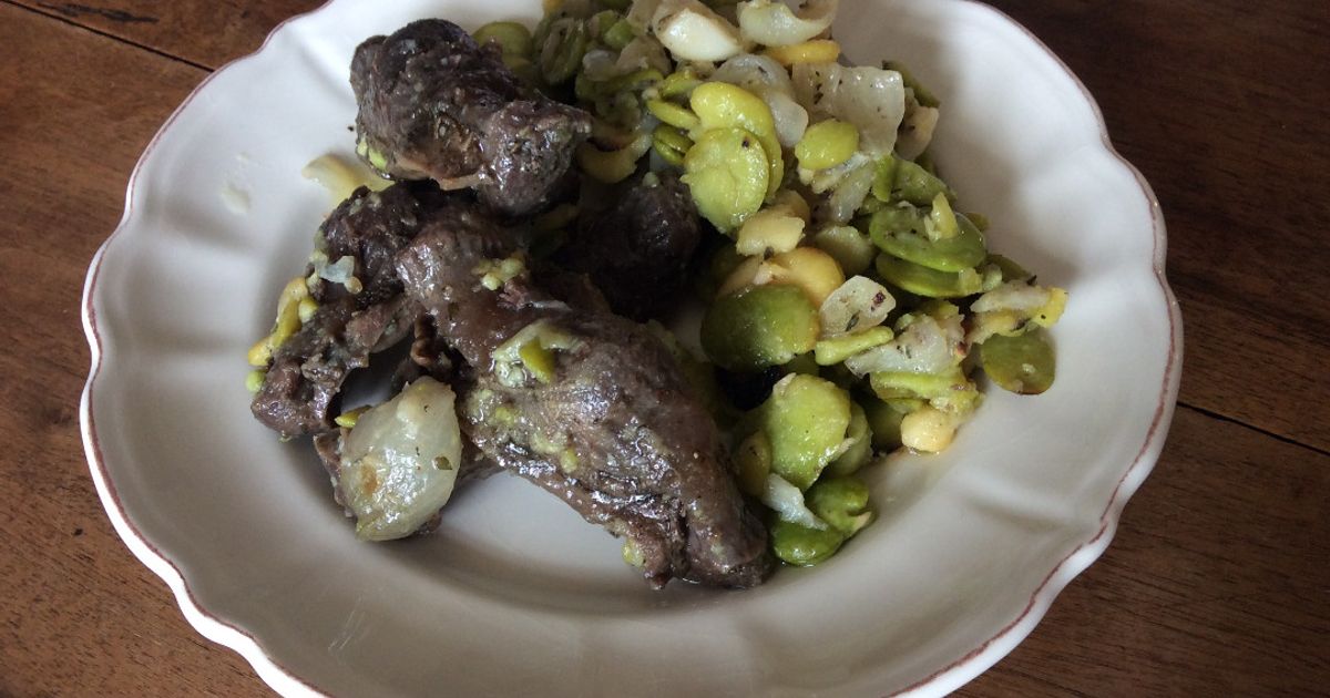Duck Gizzards Confit With Fresh Fava Beans Recipe by Fabien Danel