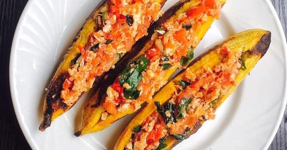 Stuffed Oven Roasted Plantain Recipe by Foodiescene/ Pat's Kitchen ...