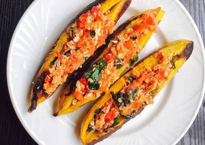 Stuffed Oven roasted Plantain Recipe by Foodiescene/ Pat's Kitchen ...