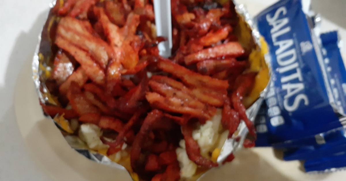 Papa asada con carne de trompo.🤠 Receta de Esi- Cookpad