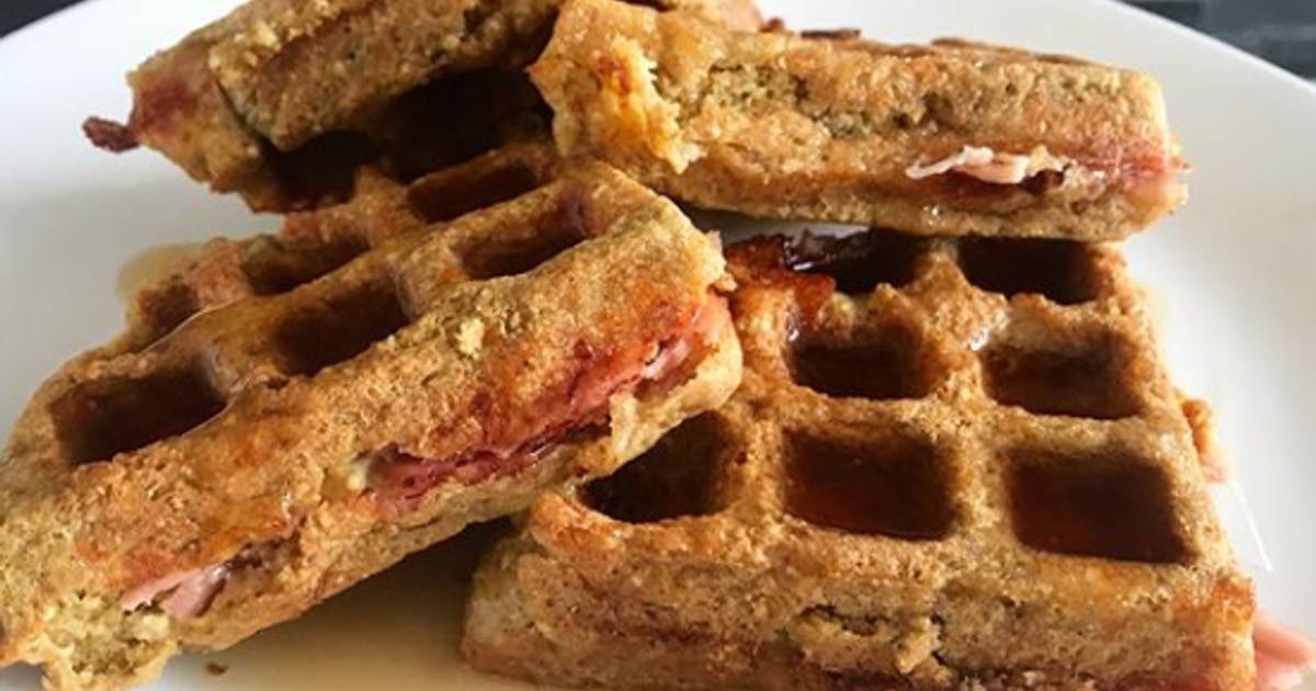 Waffles de sal rellenos de Jamón y Queso Receta de Pau Montaño- Cookpad