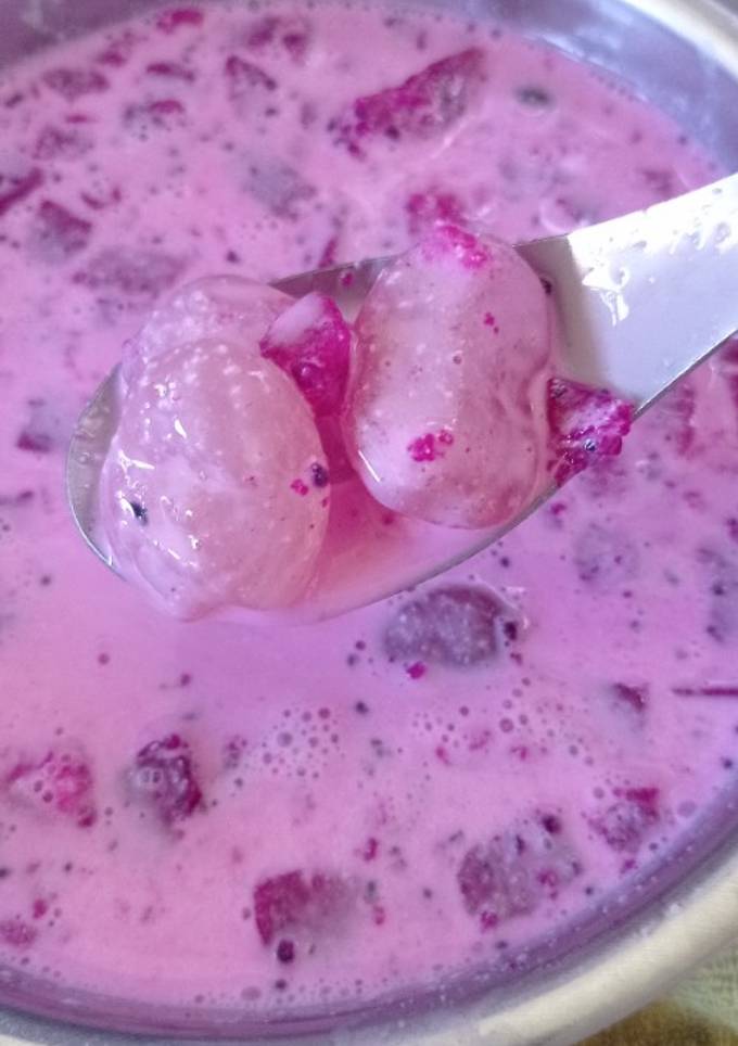 Resep Es susu kolang kaling buah naga oleh maria dian andriana - Cookpad
