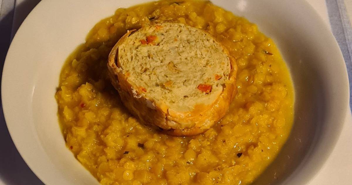 Rôti farci au saumon et st jacques et lentilles corail de Cuistorando ...