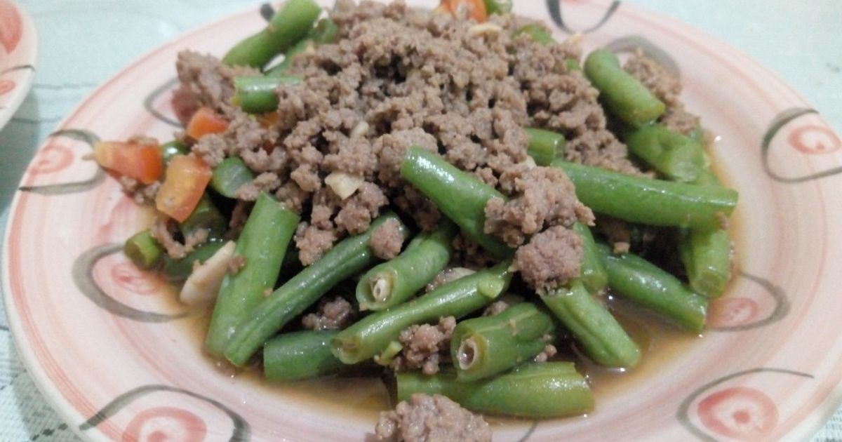 Resep buncis siram daging cincang sederhana cah buncis daging cincang ...