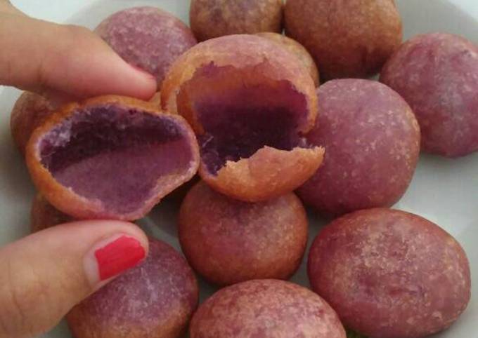 Resep Bola Bola Ubi Ungu Kopong oleh Ririh Prema N - Cookpad