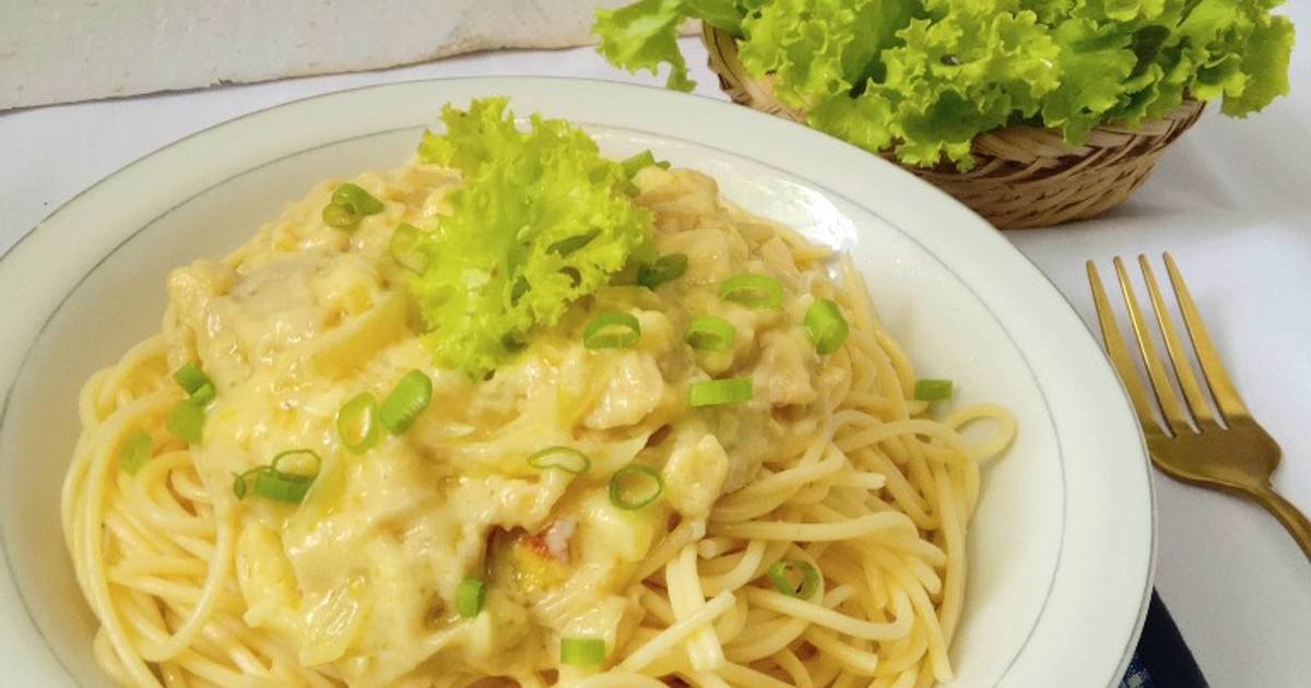 Resep Spaghetti saos putih alfredo oleh Setya N - Cookpad