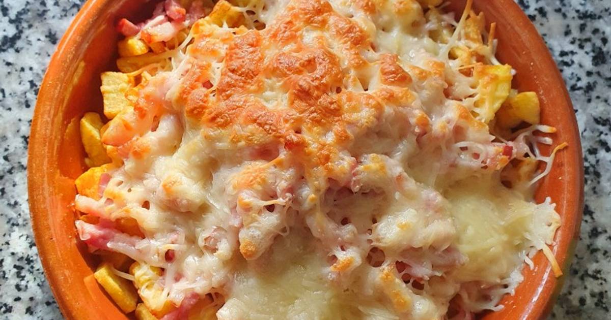 Patatas con queso y bacon Receta de Alfonso Villar- Cookpad