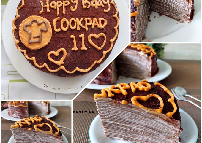 Resep 41. Chocolate Mille Crepes Cake "Spesial 11th Cookpad"🧡🧡 oleh Mutt Maa - Cookpad