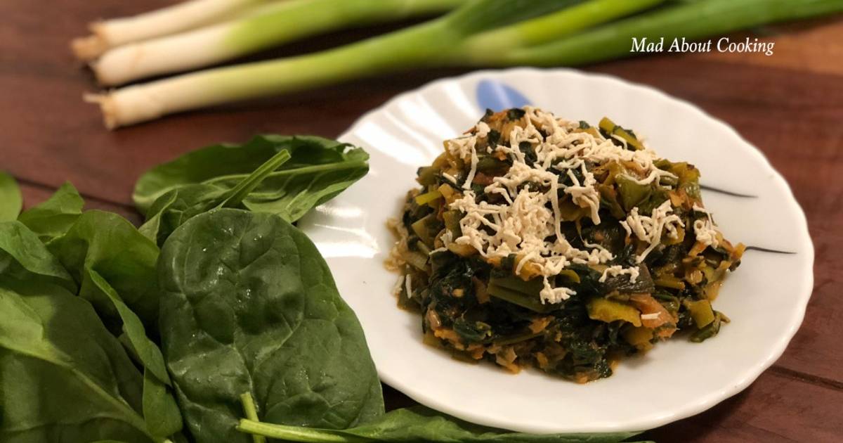 Spring Onion Spinach Sabzi – Lunch Recipe – Green Leafy Vegetable ...