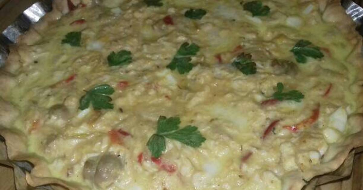 Tarta de pollo y champiñones (riquísima) Receta de Charo Diaz- Cookpad