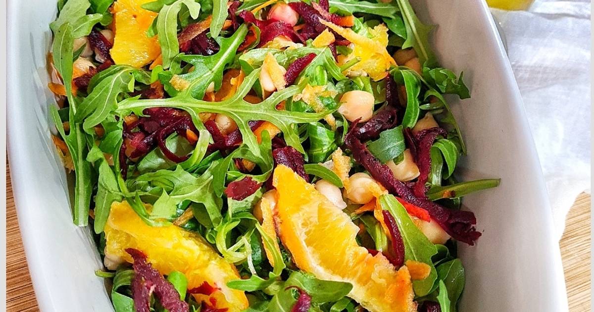 Ensalada de hojas verdes con garbanzo y naranja Receta de Sandra_M- Cookpad