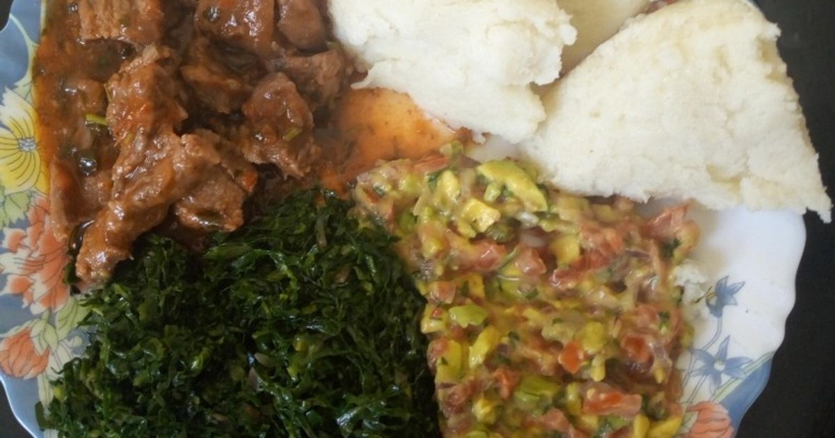 Ugali And Greens With Fried Meat And Kachumbari#4weekchallenge Recipe ...