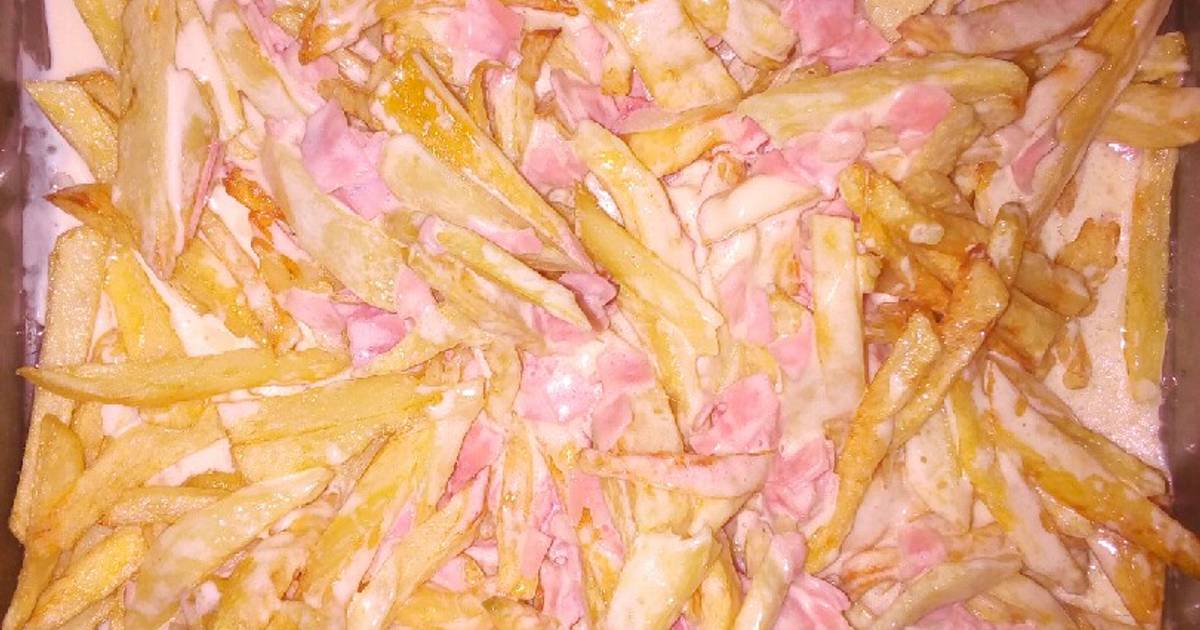 Papas con crema, queso y jamón Receta de Jimena Gozzi- Cookpad