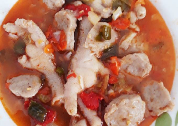 Resep Bakso ceker Mercon oleh Yominyakeanna - Cookpad