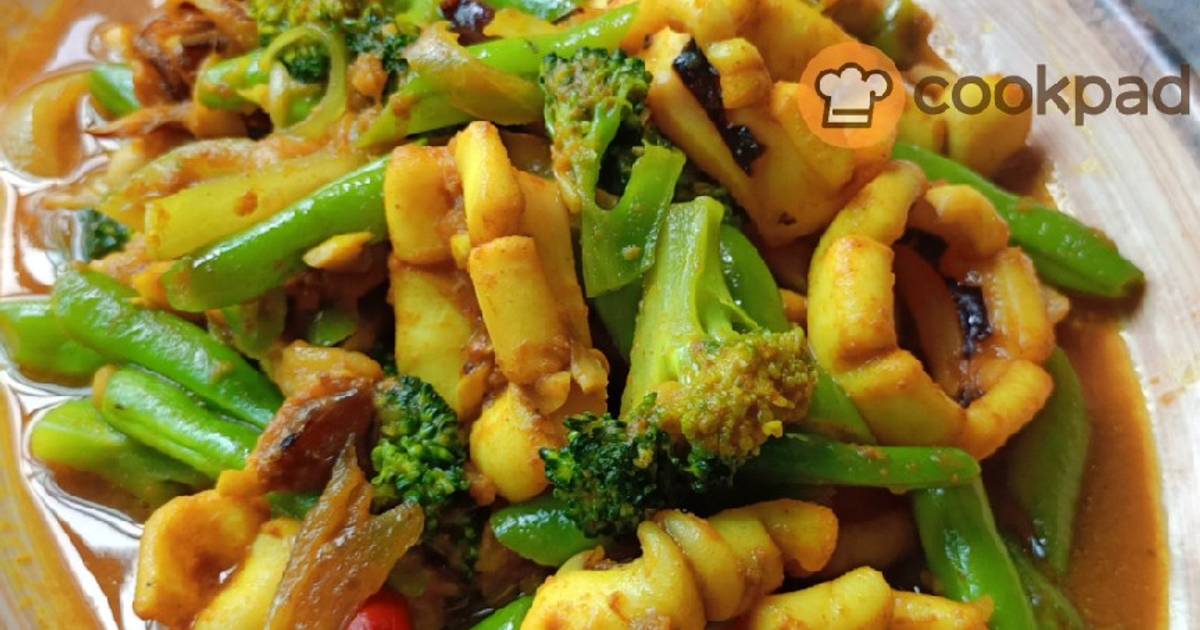Resipi Sotong Goreng Kunyit Bersama Telur & Sayur Campur oleh mamy ...