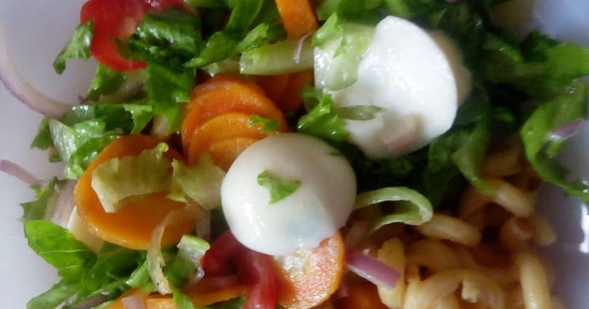 Pasta Twist With Vegetable Salad Recipe by Josepha Roland - Cookpad