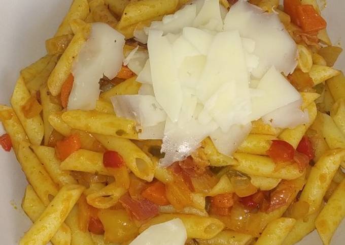 Macarrones con pimientos y jamón Receta de María B- Cookpad