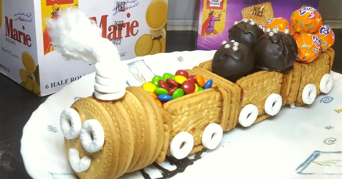 Choo Choo Biscuits Train With Marie Balls ! Recipe by Savaira Momin ...