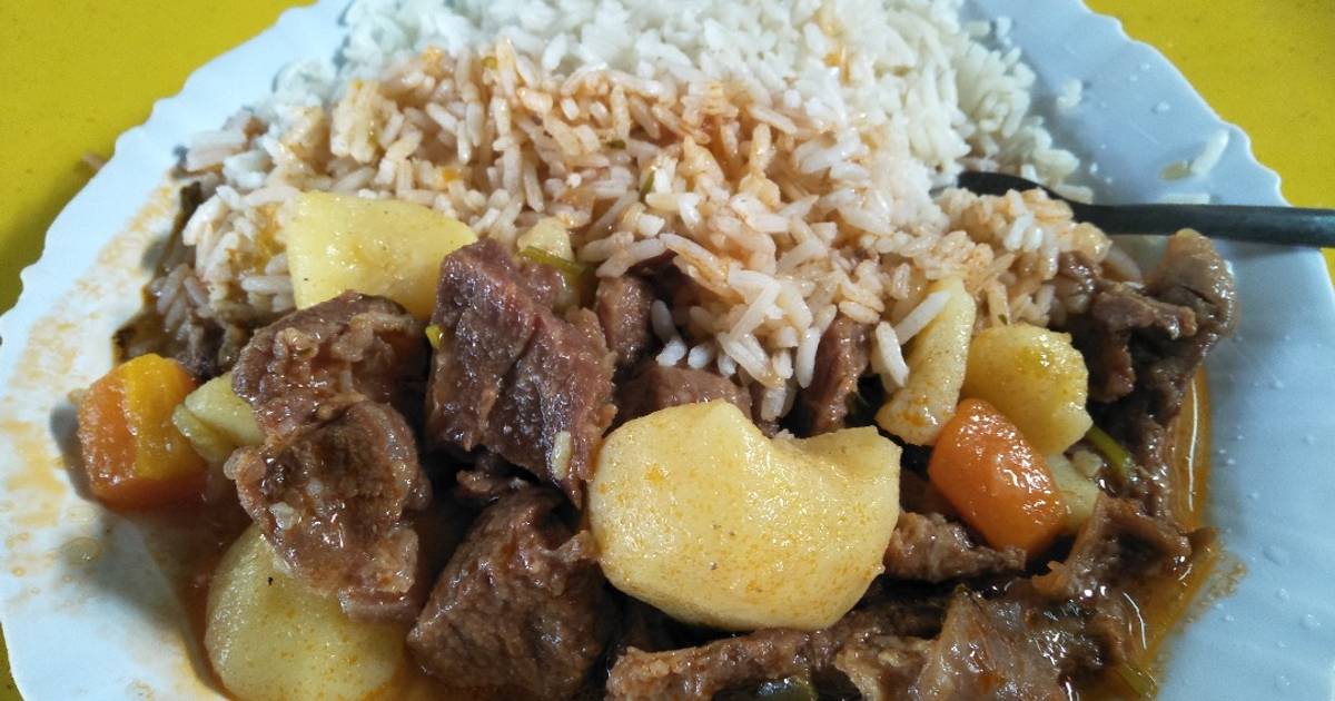 Rice with beef stew Recipe by Alvin omondi - Cookpad