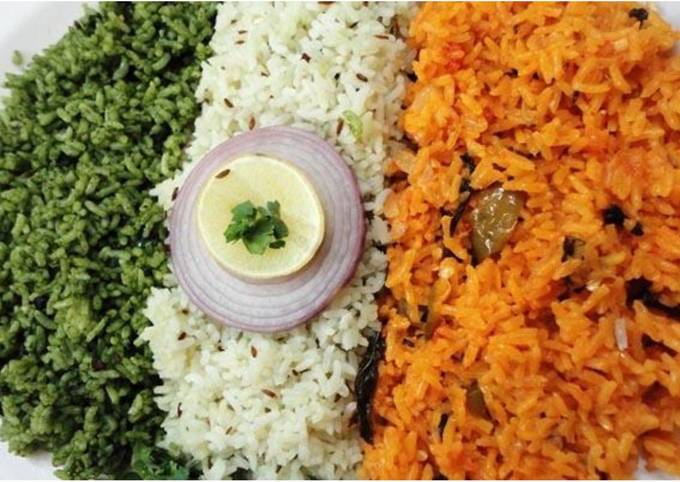 Tricolour Rice Recipe by Nazia Mazar Sayed - Cookpad