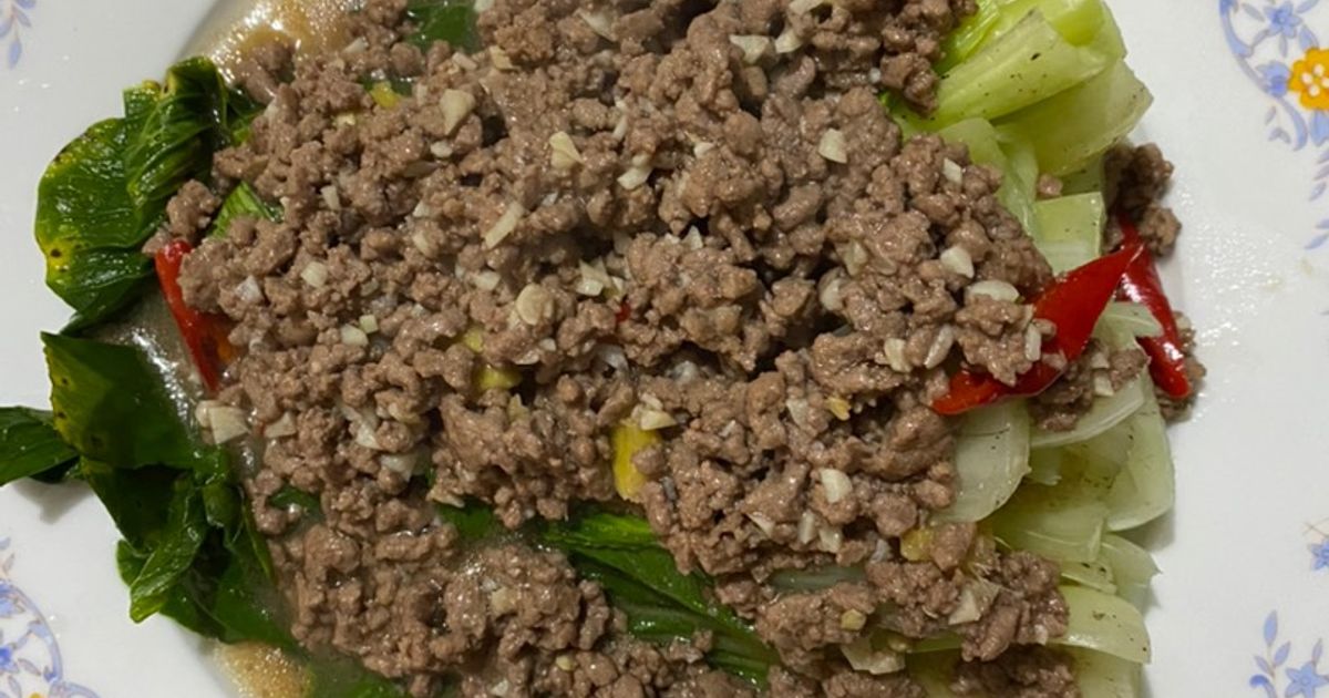 Resep pokcoy siram daging giling rumahan enak dan mudah - Cookpad