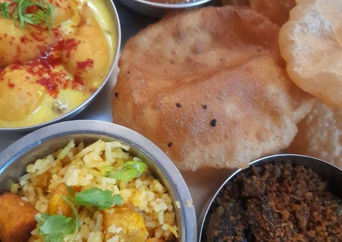 Marwari cuisine/thali - Gatte ka pulav Recipe by Falgooni Mangrola ...