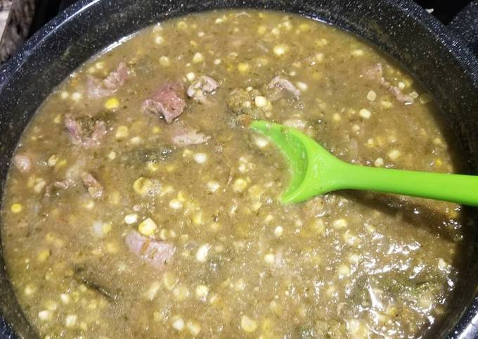 Carne de res en salsa verde con elote Receta de Tabata- Cookpad