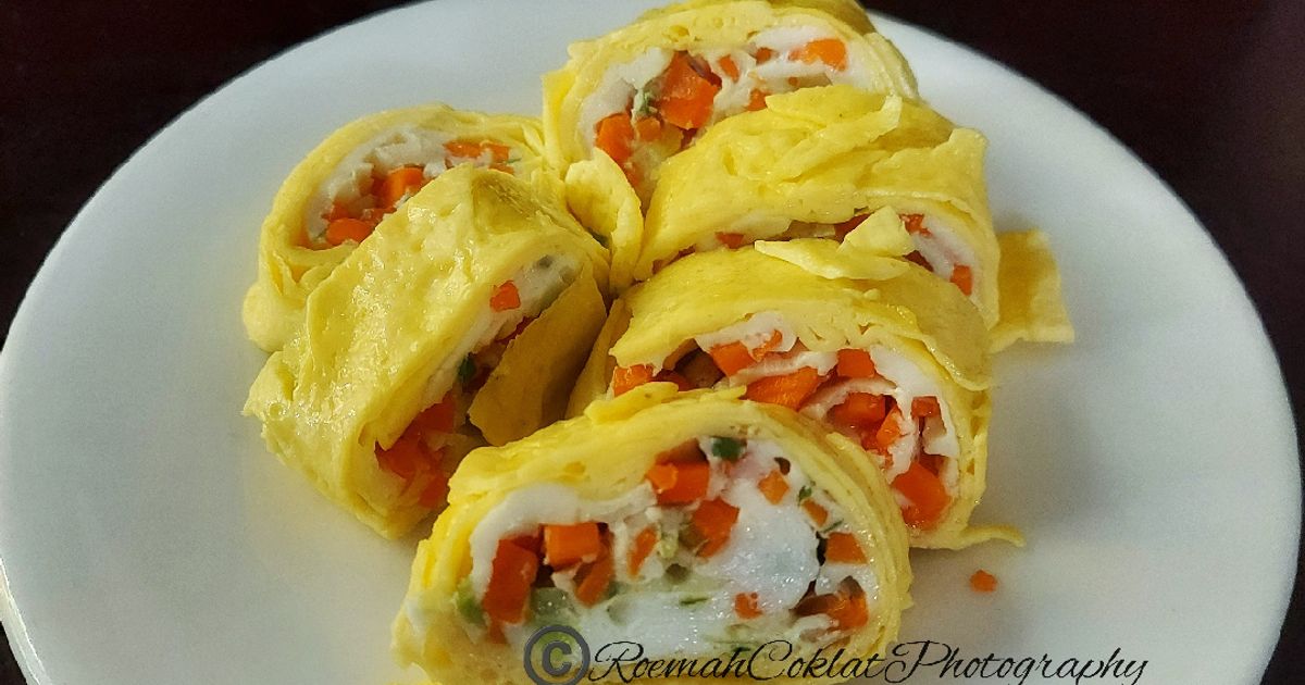 Resep Telur Dadar Gulung Sayuran Dua Warna | Telur Dadar Gulung Korea ...