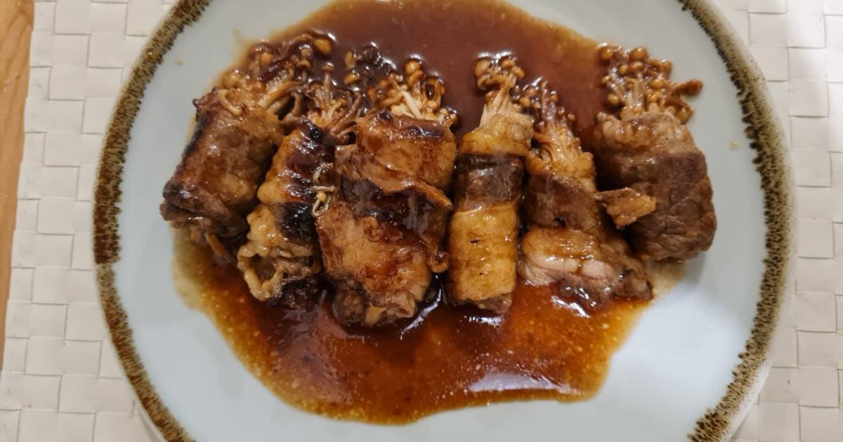 Resep Pan-roasted Enoki Beef Roll (Enoki Gulung Daging) oleh Fito - Cookpad