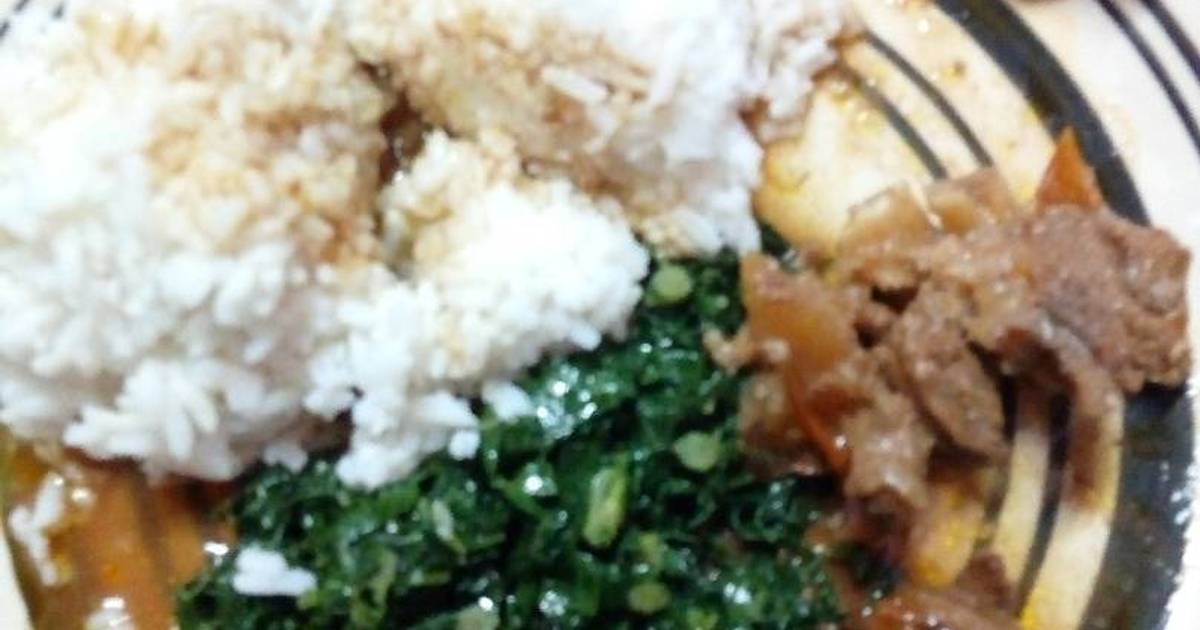 Rice beef and kales Recipe by James Jacob - Cookpad