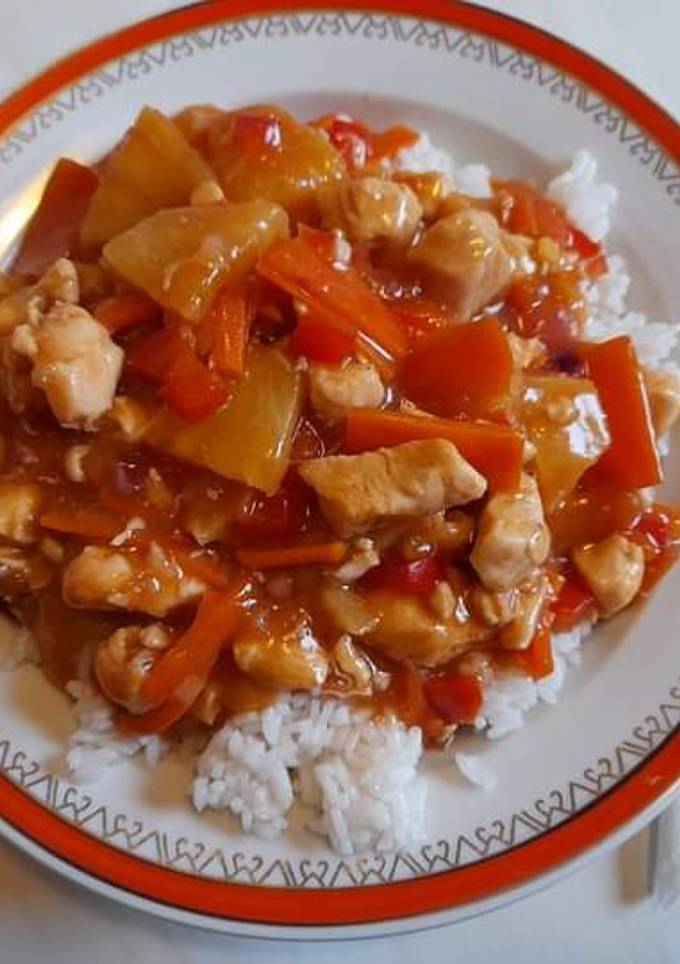 Kínai édes savanyú szósz csirkével, ananásszal és rizzsel | Simon Csaba ...