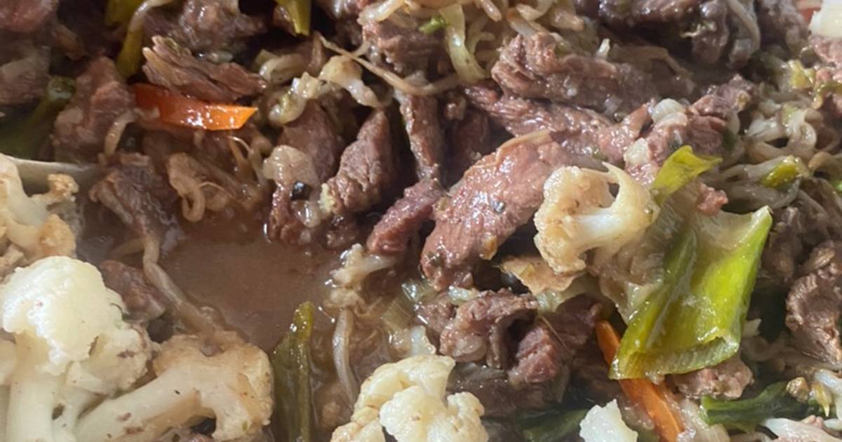 Chapsui de carne y arroz chaufa 🥢🍜🥡 Receta de maricela godoy saez- Cookpad