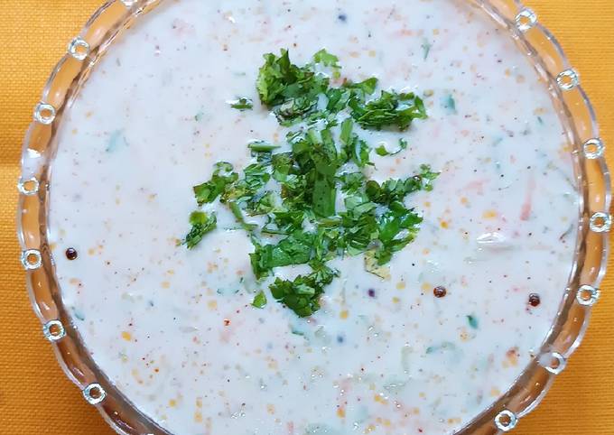 Carrot Cucumber Tempered Raita Recipe by Sangita Vyas - Cookpad