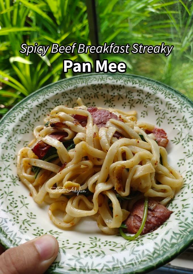 Resipi Spicy Beef Breakfast Streaky Pan Mee oleh FZ Adzlin - Cookpad