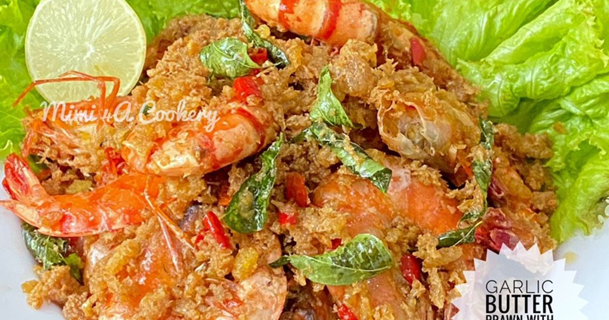 Resep Garlic Butter Prawn With Egg Floss oleh Mimi 4A Cookery - Cookpad