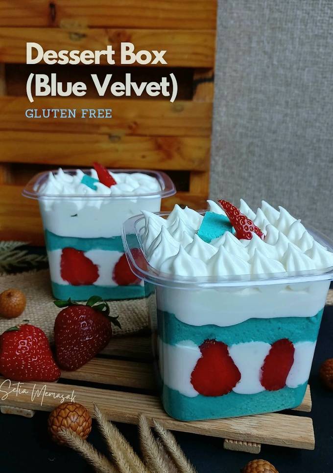 Resep Dessert Box Blue Velvet (Gluten Free) oleh Setia Memasak - Cookpad