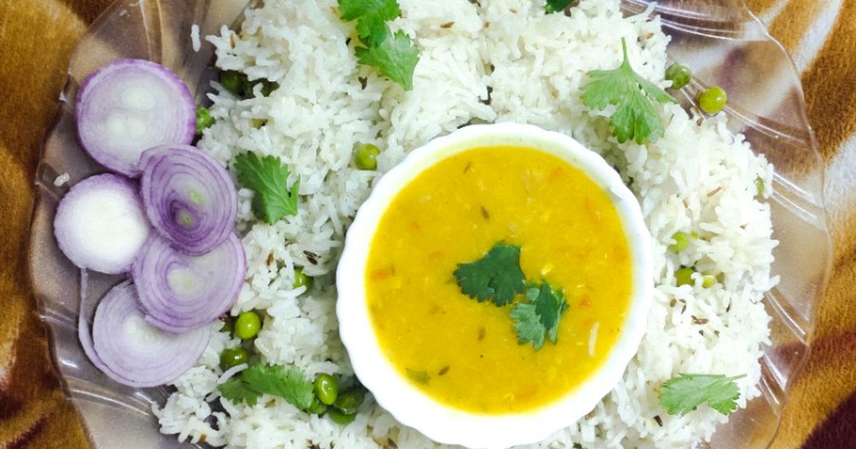 हींग तड़का दाल और मटर चावल (Hing Tadka Dal Aur Matar Chawal Recipe In ...