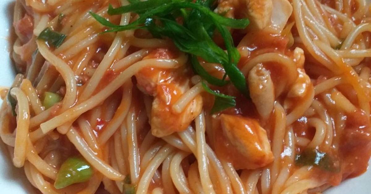 Resep Spaghetti ayam asam manis oleh Chandra Han - Cookpad
