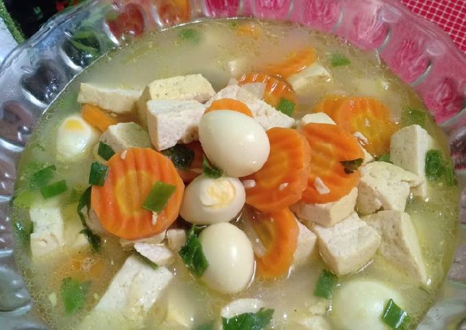 Resep Sup Tahu Wortel Telur Puyuh oleh Rahma_Bunda Radit & Rafa - Cookpad