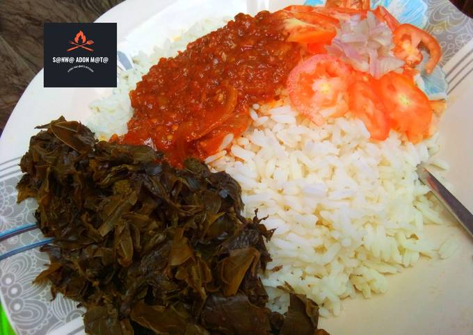 Shinkafa da Miya da ganyen tafasa girki daga Zyeee Malami - Cookpad